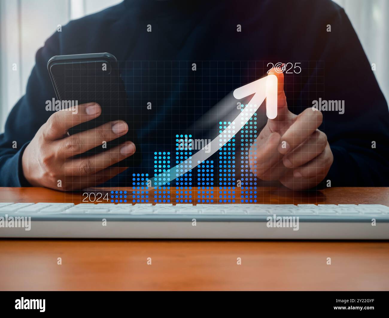 New year business growth, digital market, investment online concept ...