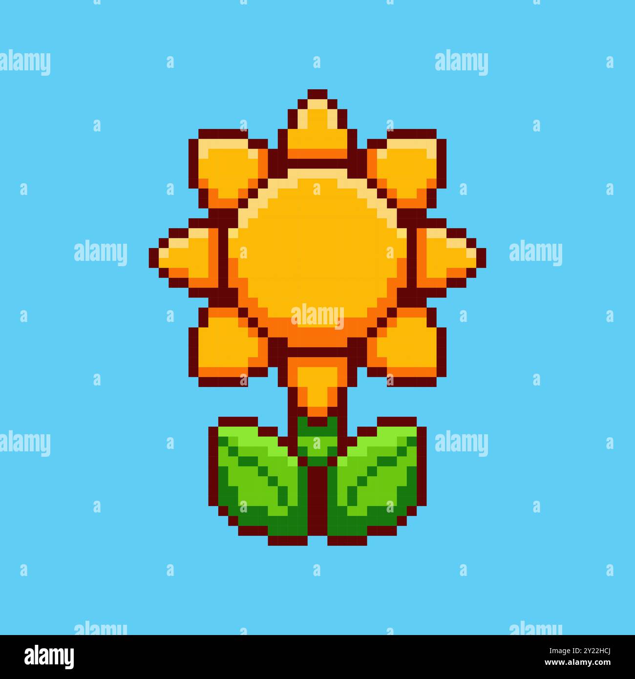 Vector Illustration of sunflower with Pixel Art Design, perfect for ...