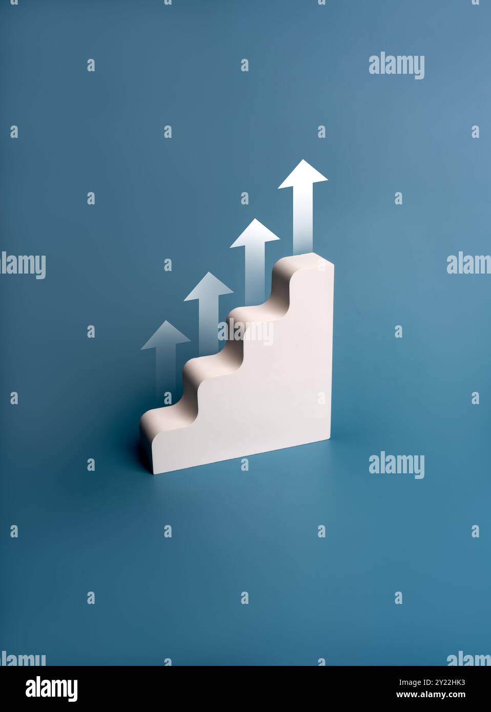 Business growth profit performance concept. White arrows rising up on ...