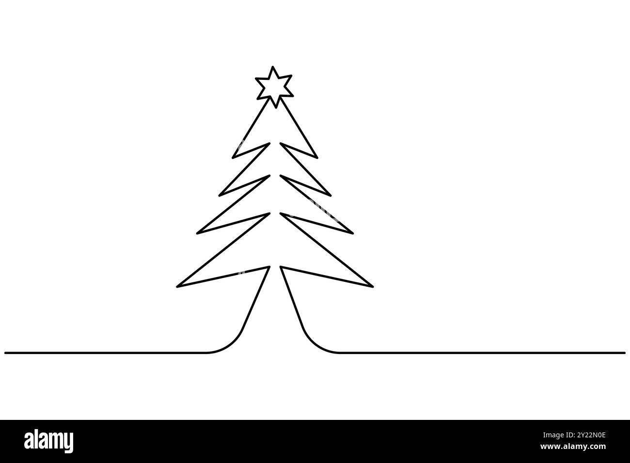 Christmas tree continuous one line drawing and isolated single outline ...
