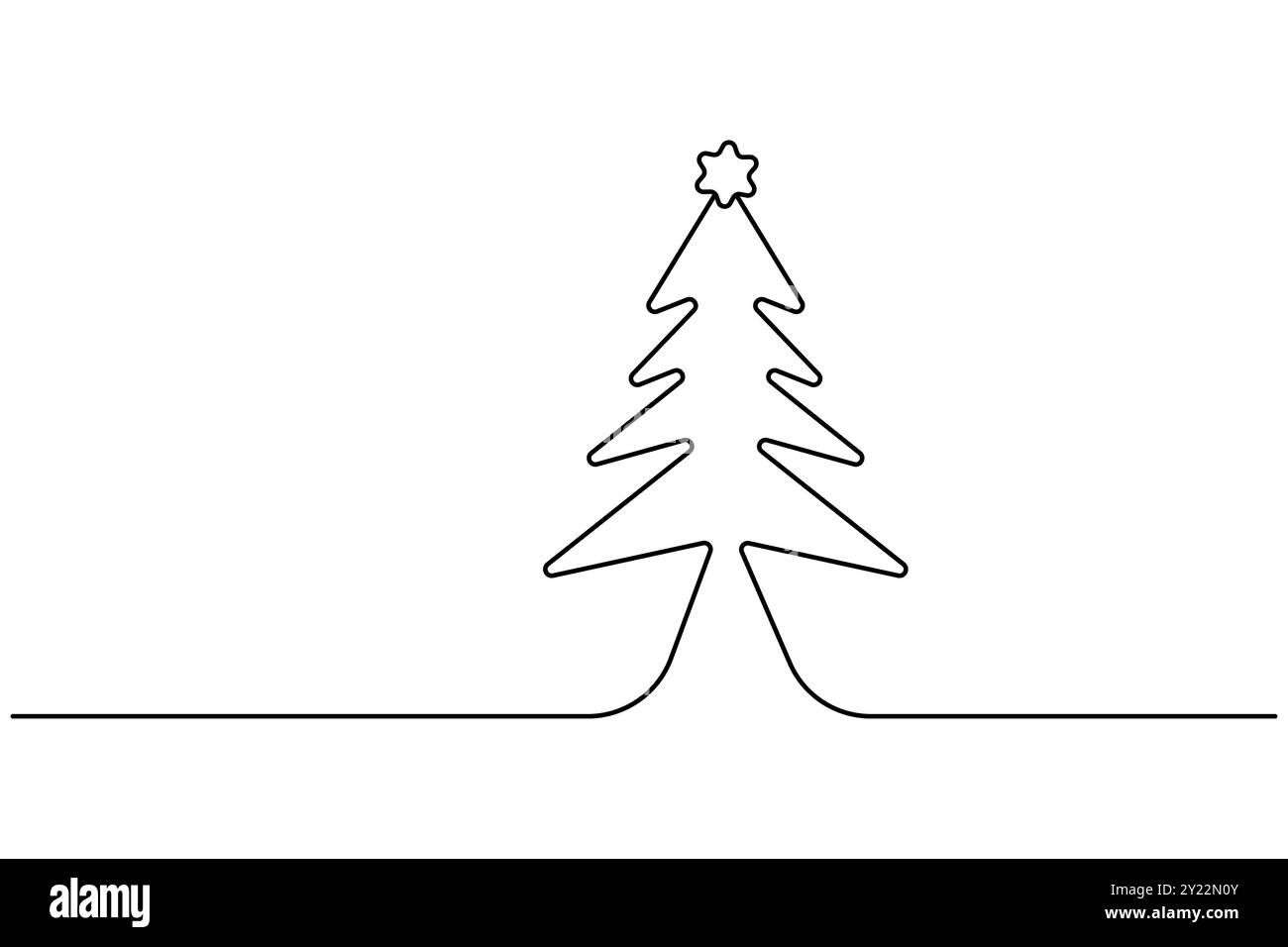 Christmas tree continuous one line drawing and isolated single outline ...