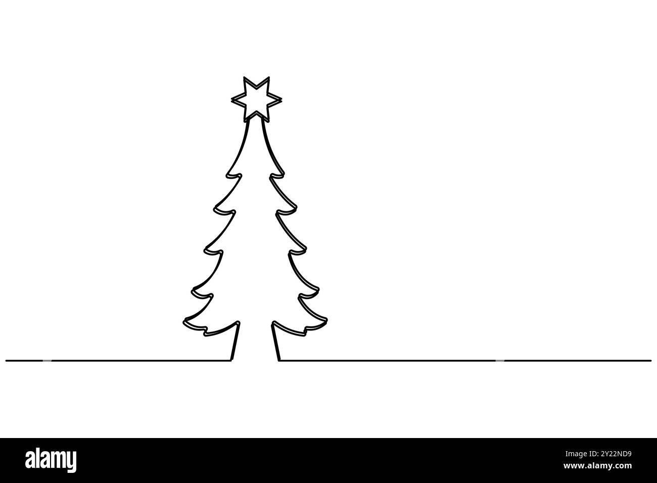 Christmas tree continuous one line drawing and isolated single outline ...