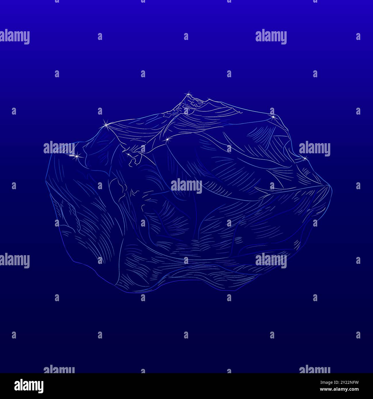 Line drawing of natural rough sapphire gemstone. Vector illustration of ...