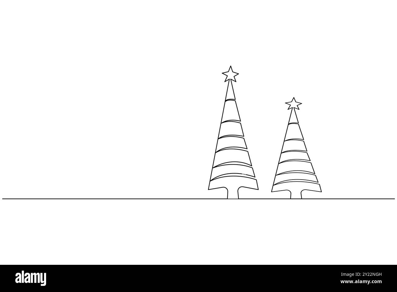 Christmas tree continuous one line drawing and isolated single outline ...