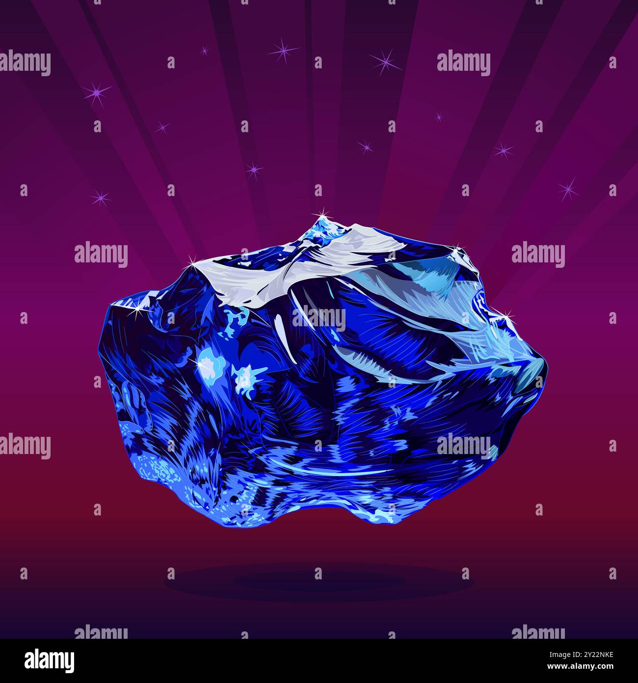 Natural rough sapphire gemstone. Vector illustration of stunning uncut ...