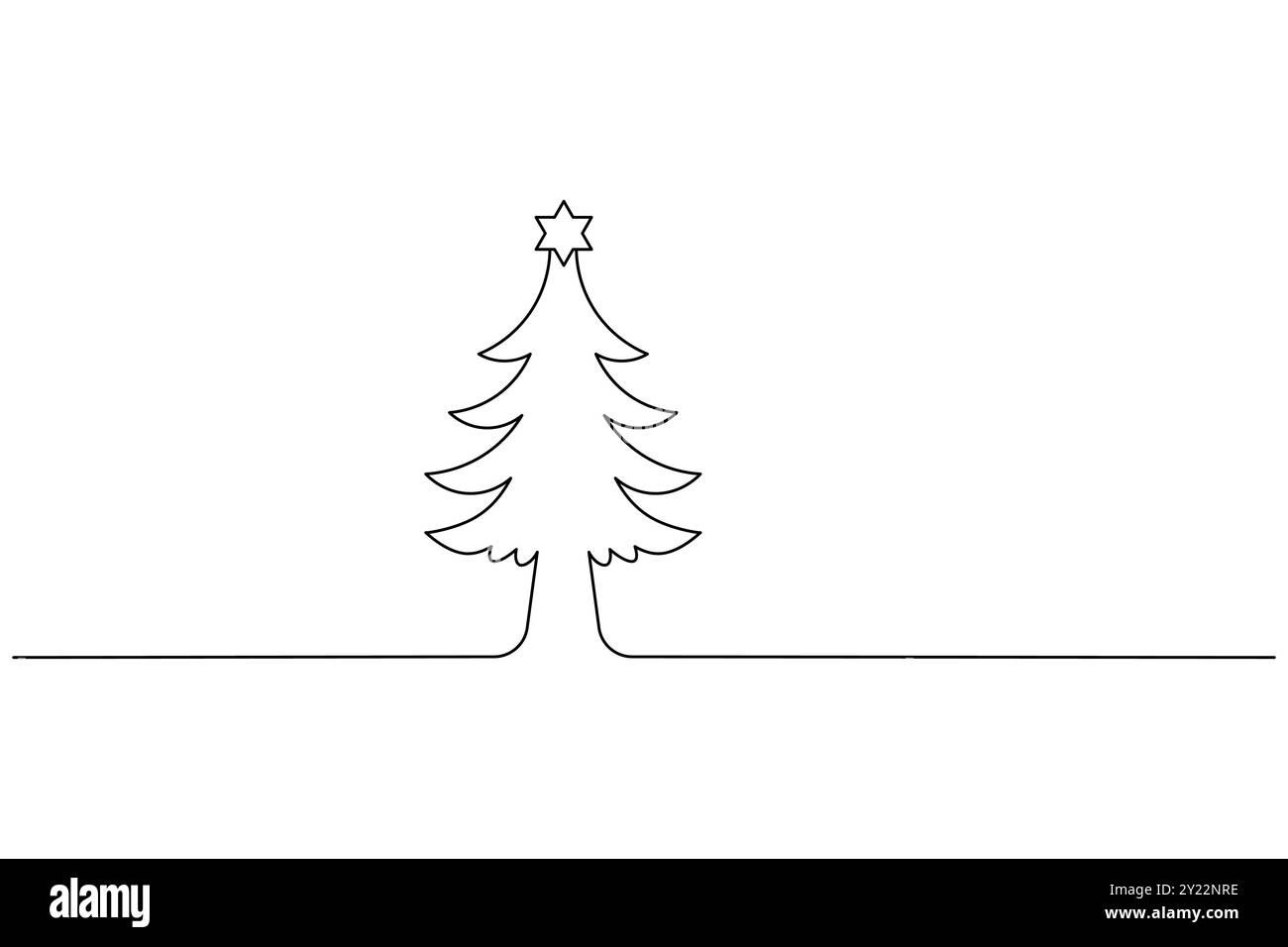 Christmas tree continuous one line drawing and isolated single outline ...