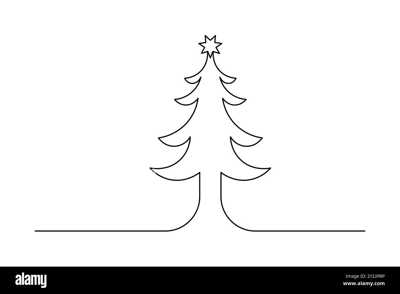 Christmas tree continuous one line drawing and isolated single outline ...