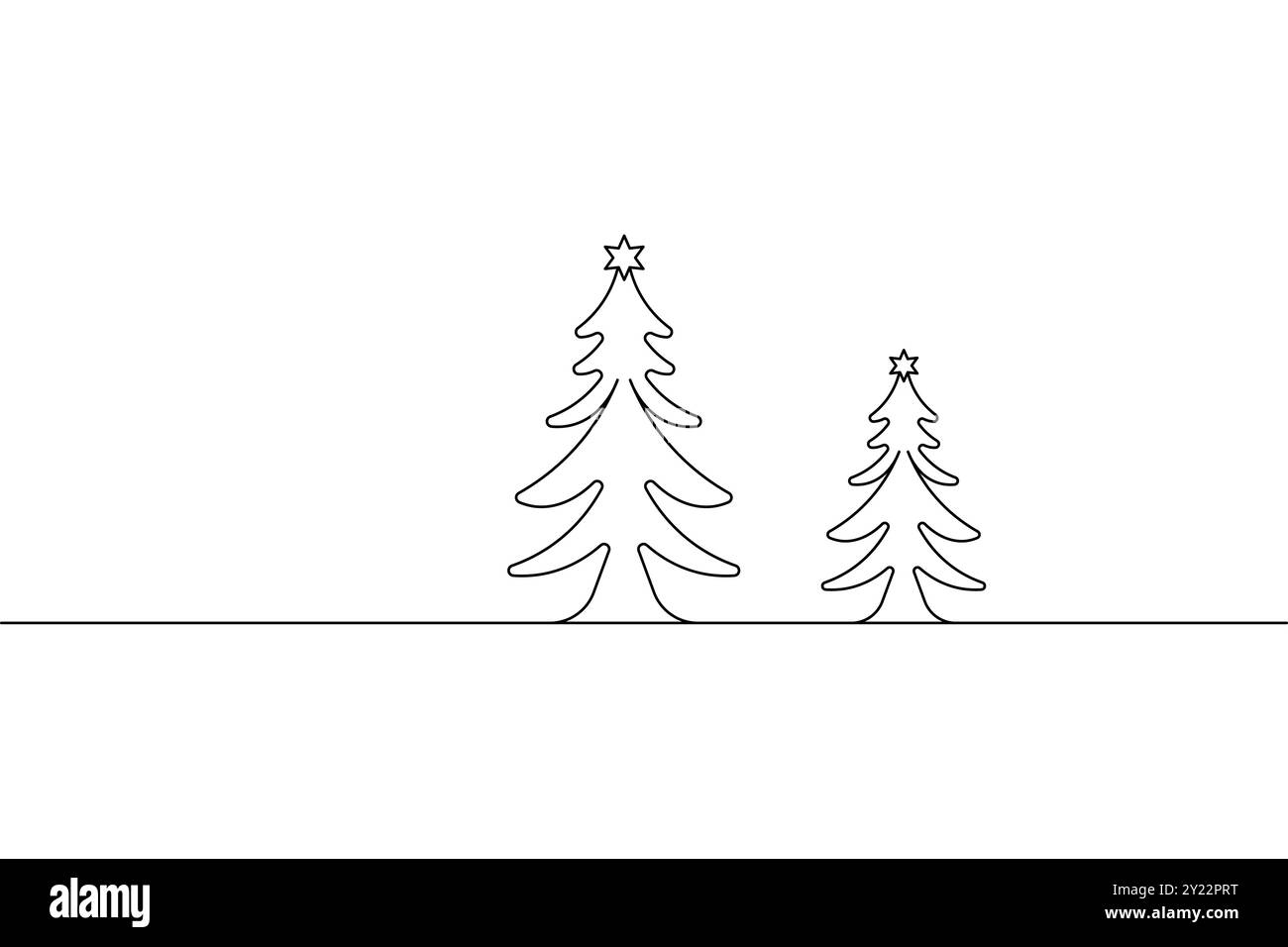 Christmas tree single continuous Black and White Stock Photos & Images ...