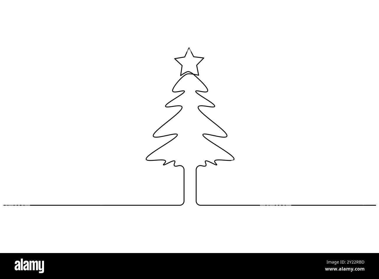 Christmas tree continuous one line drawing and isolated single outline ...
