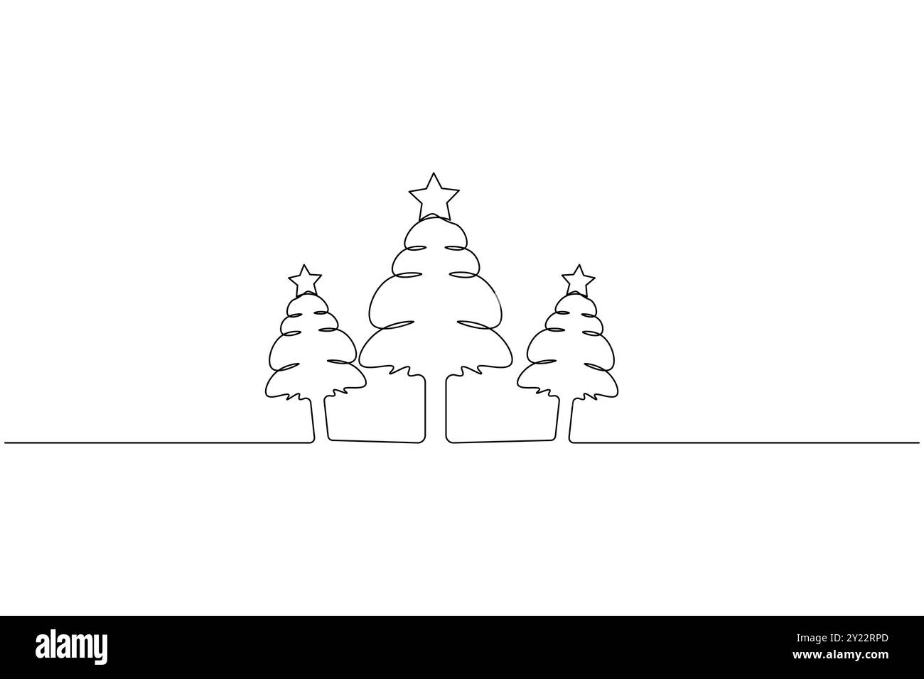 Christmas tree continuous one line drawing and isolated single outline ...