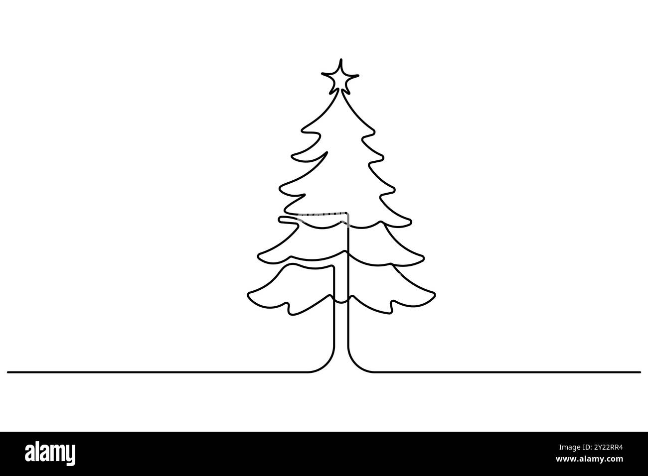 Christmas tree continuous one line drawing and isolated single outline ...