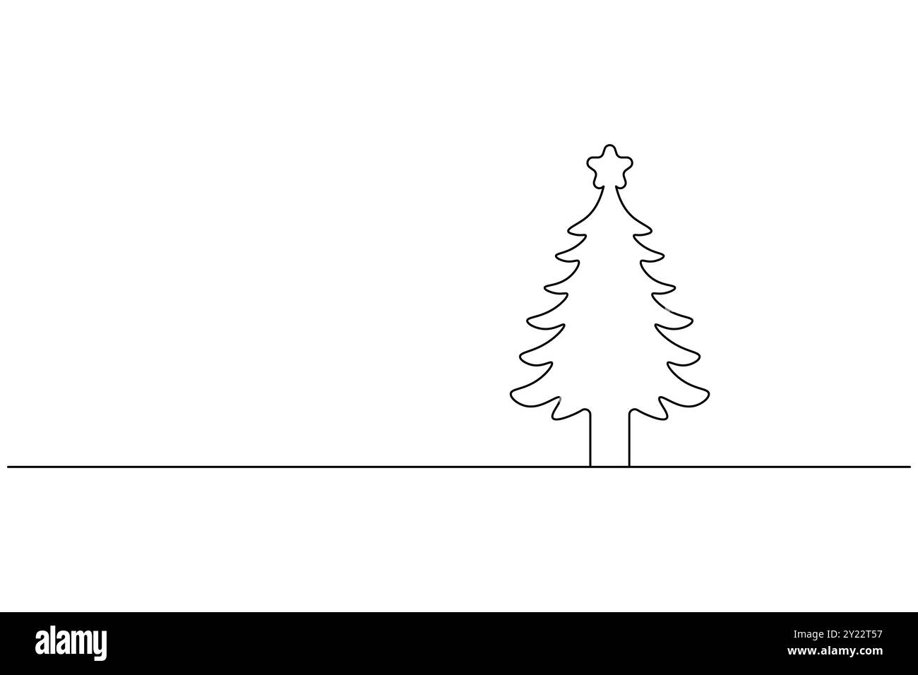 Christmas tree continuous one line drawing and isolated single outline ...