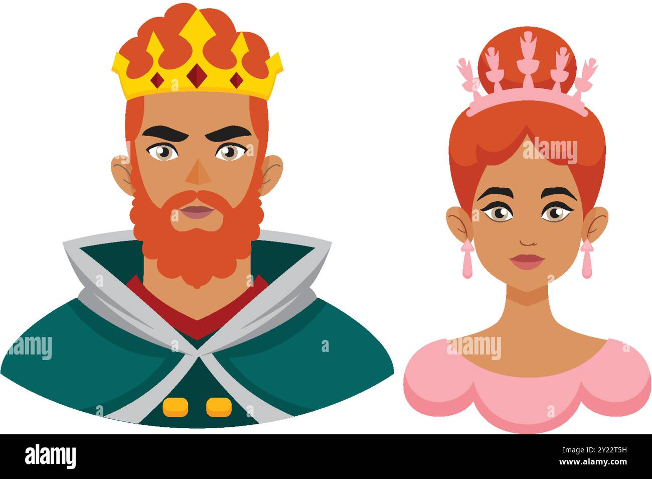 Royal couple in colorful attire and crowns Stock Vector Image & Art - Alamy