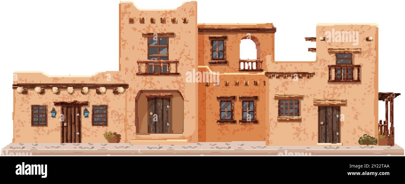 Illustration of a classic Mexican adobe house Stock Vector Image & Art ...