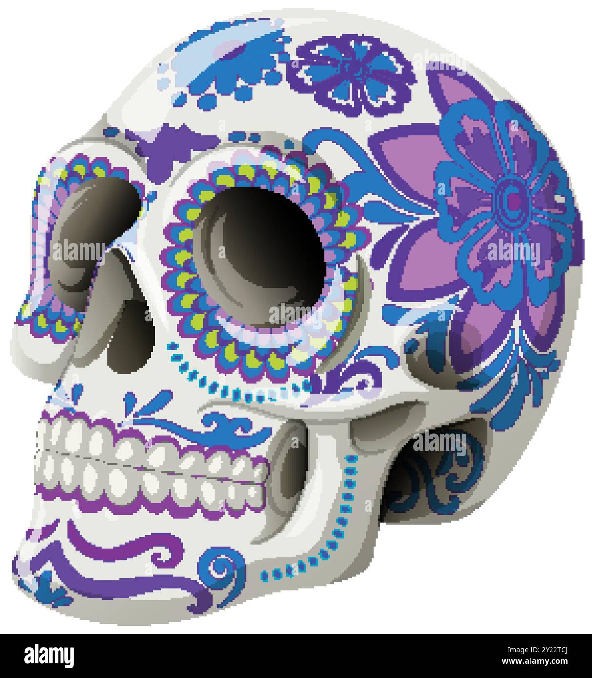 Decorative skull with vibrant floral patterns Stock Vector Image & Art ...