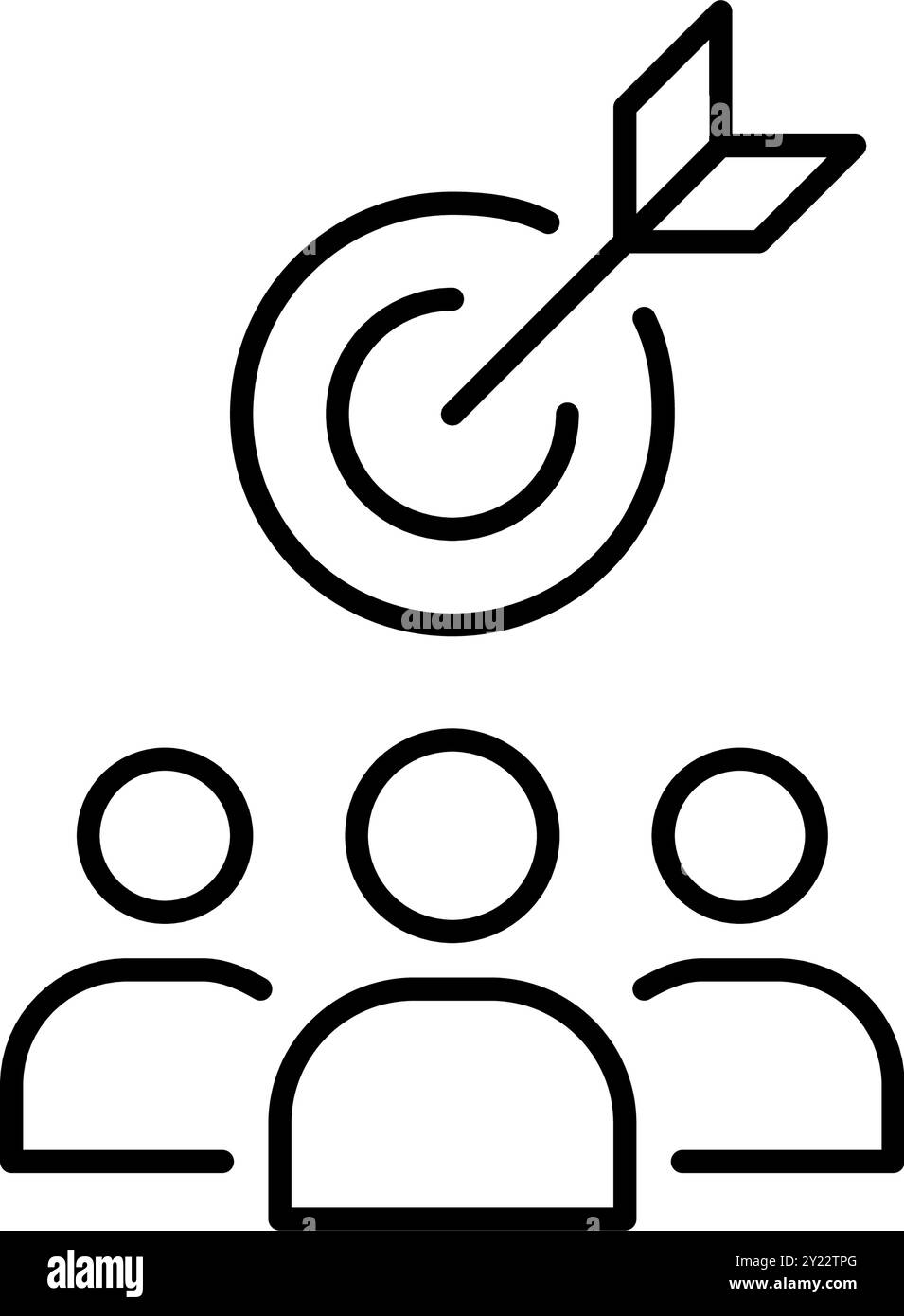 Group of users and arrow hitting bullseye. Targeted audience, precision ...