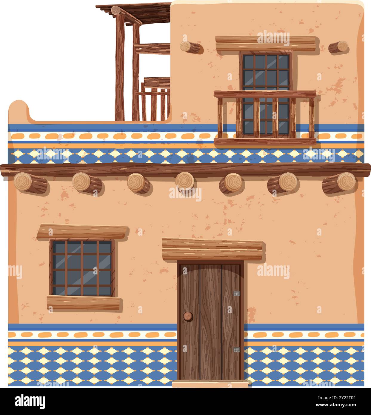Illustration of a classic Mexican adobe house Stock Vector Image & Art ...