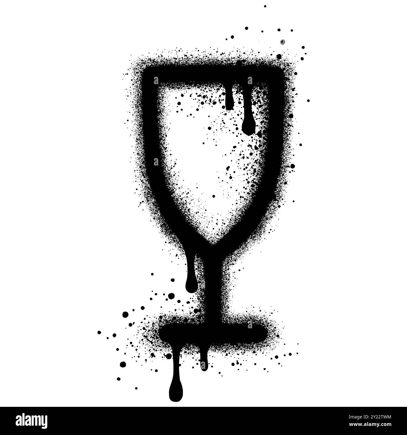 cocktail glass graffiti with black spray paint. vector illustration ...