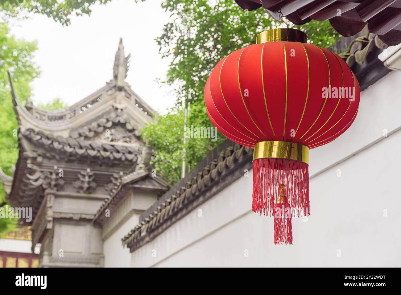 Traditional Chinese red lantern on street of Shanghai, China Stock ...