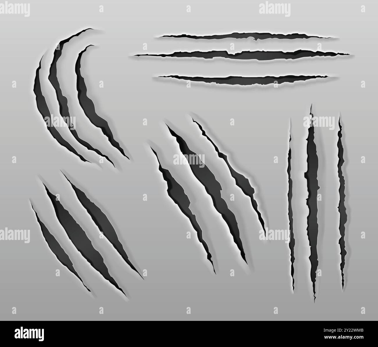 Tiger claw scratch on paper vector. Bear paw mark. Lion nail trace ...