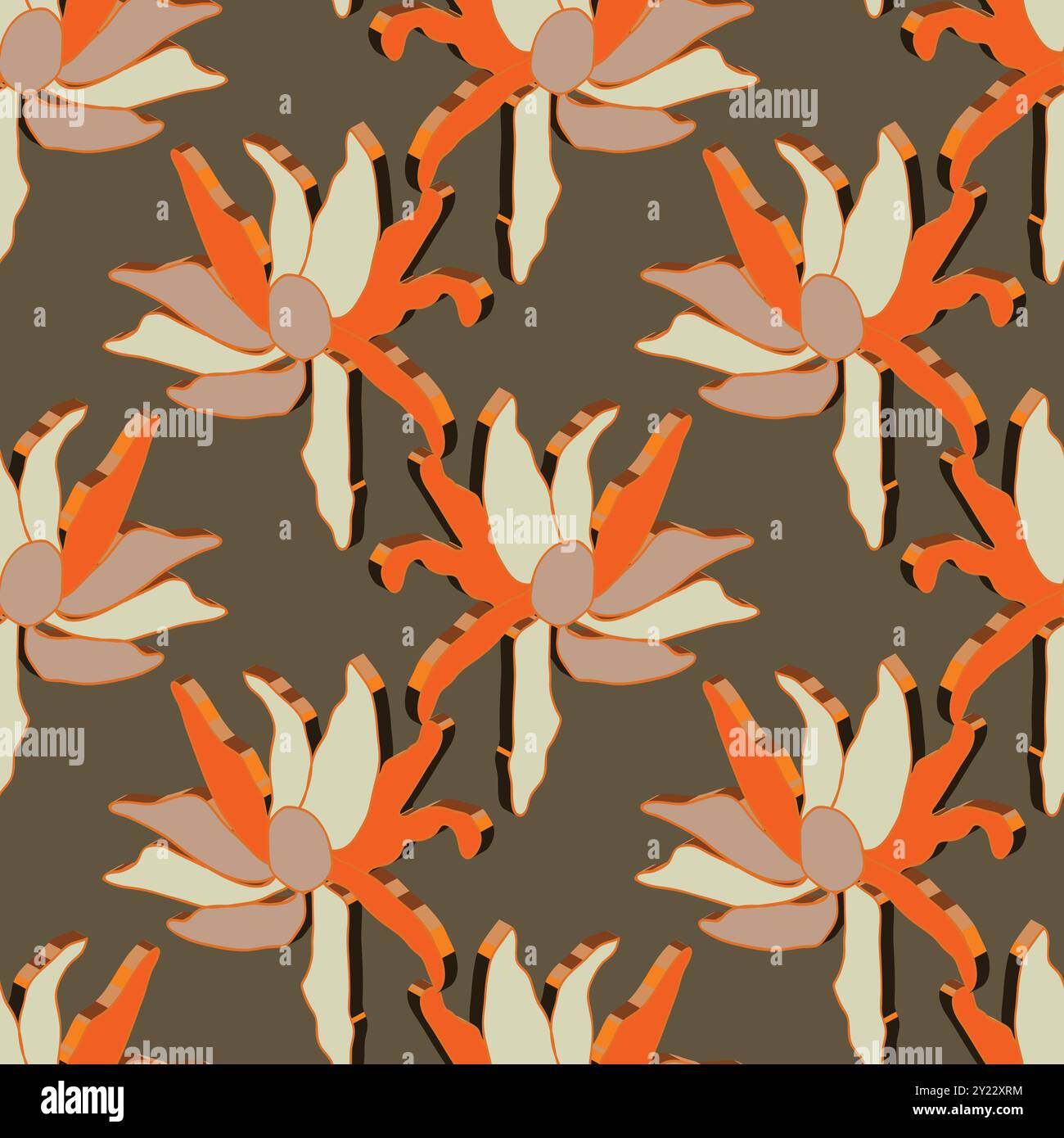 Textile floral seamless pattern. Doodle 3d botanical wallpaper. Organic ...