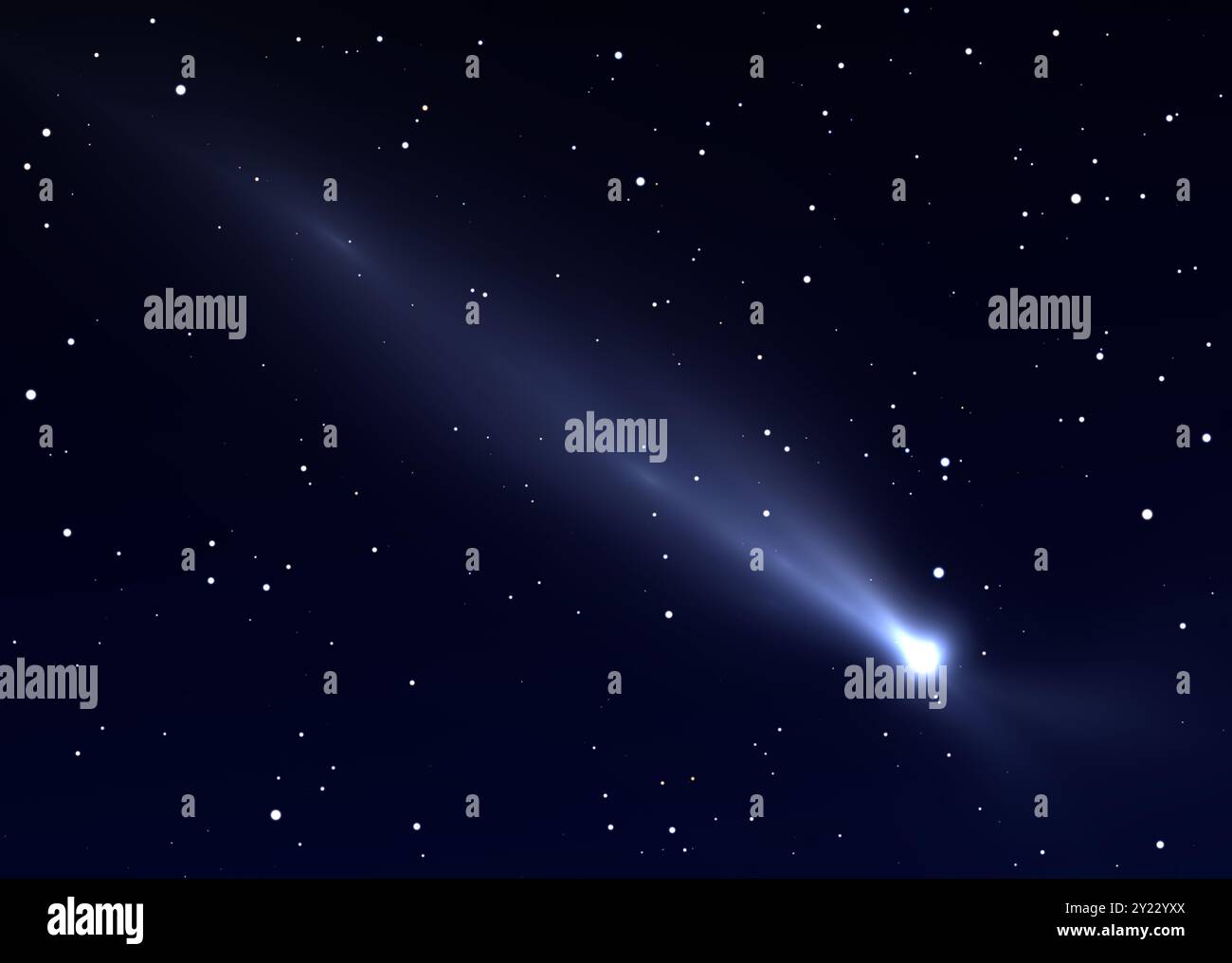 Flying comet with long tail due to solar radiation and solar wind Stock ...