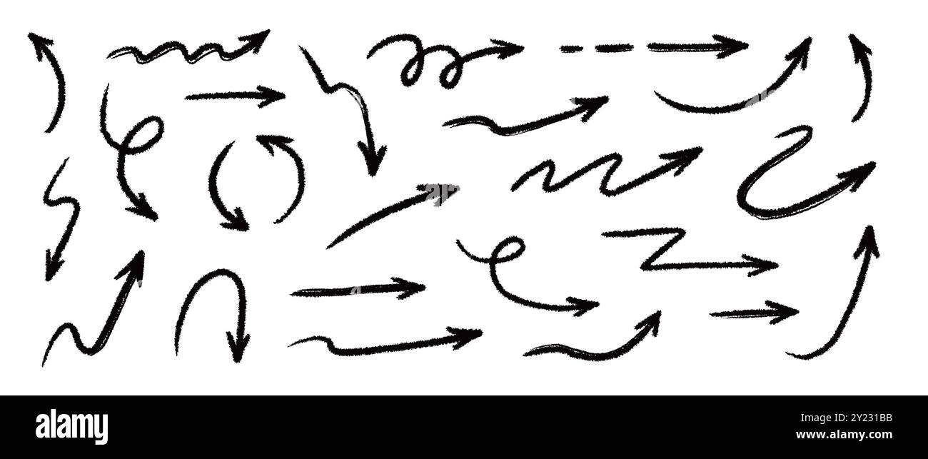 Arrow crayon brush fun kid chalk line stroke. Sketch chalk pencil ...