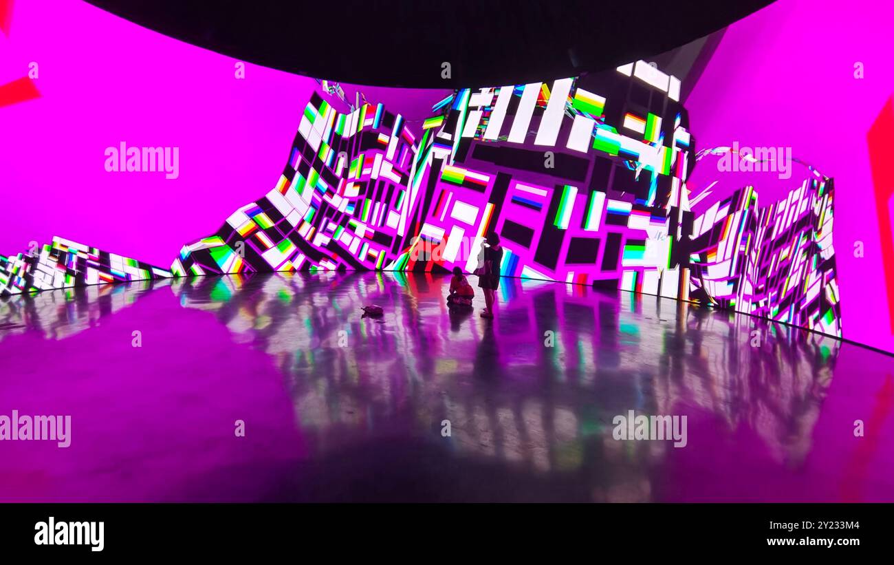 SHANGHAI, CHINA - SEPTEMBER 7, 2024 - UFO Terminal digital art light ...