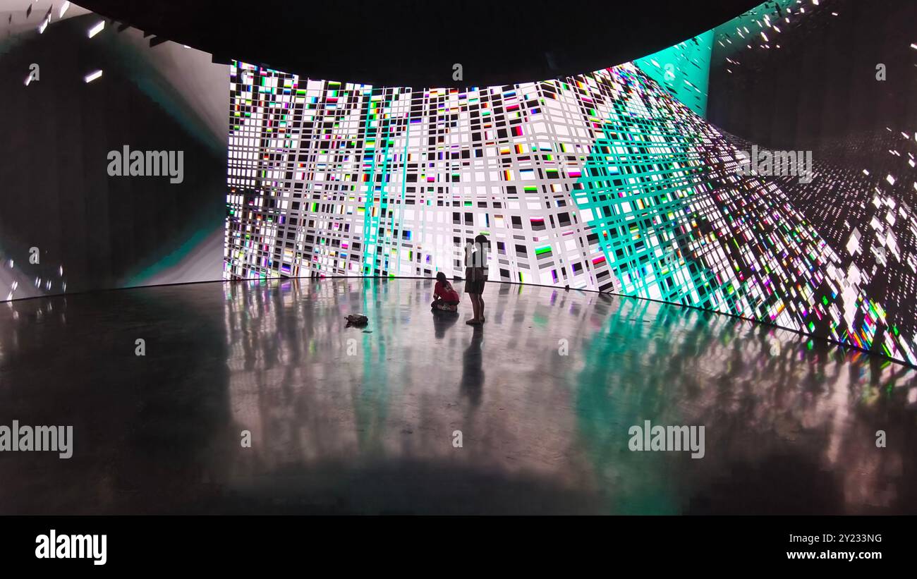 SHANGHAI, CHINA - SEPTEMBER 7, 2024 - UFO Terminal digital art light ...