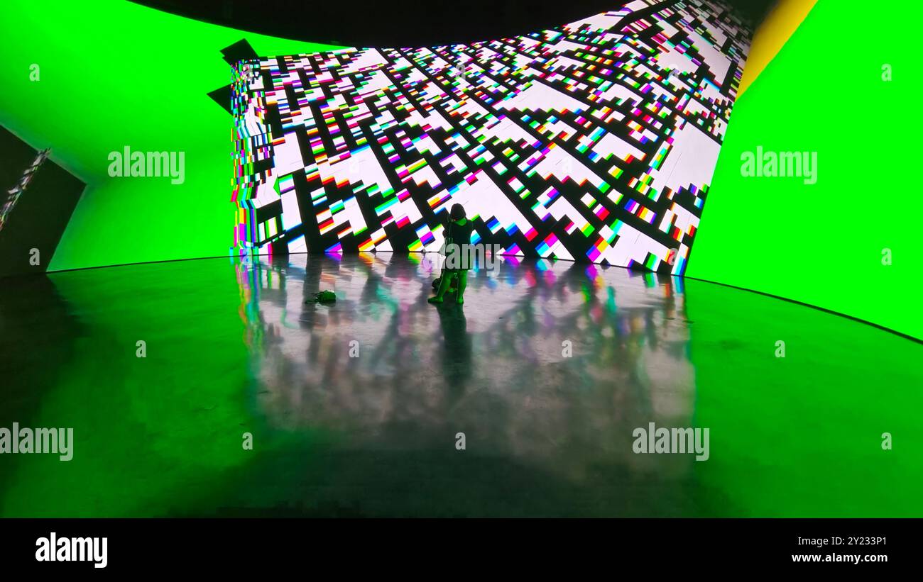 SHANGHAI, CHINA - SEPTEMBER 7, 2024 - UFO Terminal digital art light ...