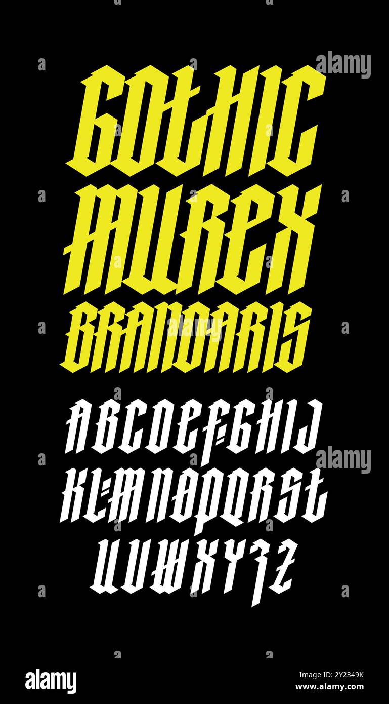 Gothic, English alphabet. Vector. Medieval Latin cursive letters. Signs ...