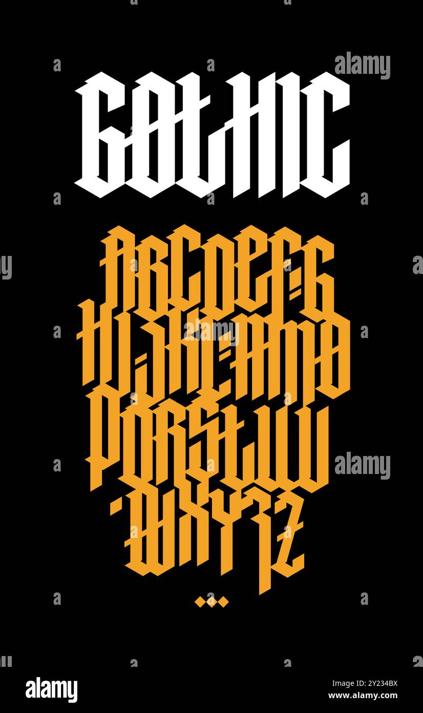 Full alphabet in the Gothic style. Vector. Letters and symbols on a ...