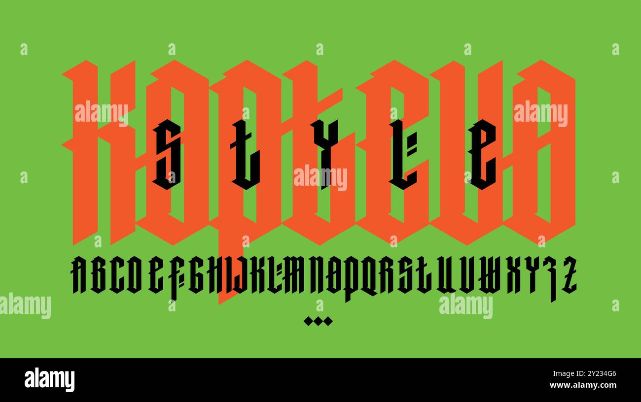 Full Latin alphabet in the Gothic style. Vector. Letters and symbols on ...