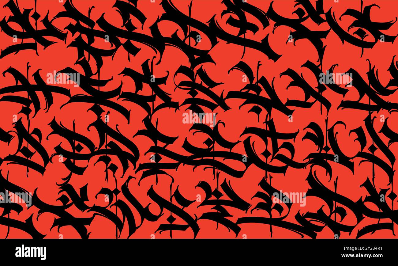 Graffiti pattern, background. Vector. Graffiti, tags in Gothic medieval ...