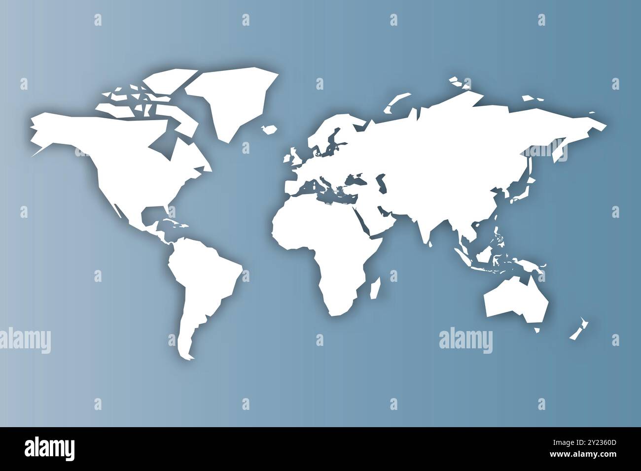 A creative vector representation of the world map featuring a subtle drop shadow. The design ...