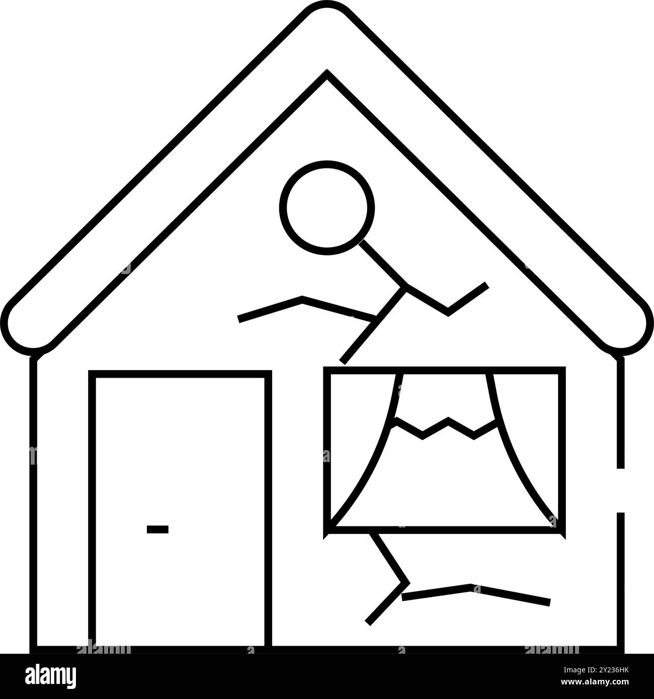 broken damaged house line icon vector illustration Stock Vector Image ...