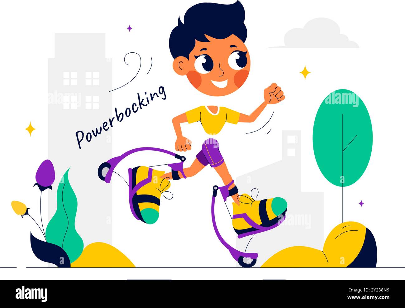 Vector Illustration of Powerbocking Sport featuring Athletes Wearing ...