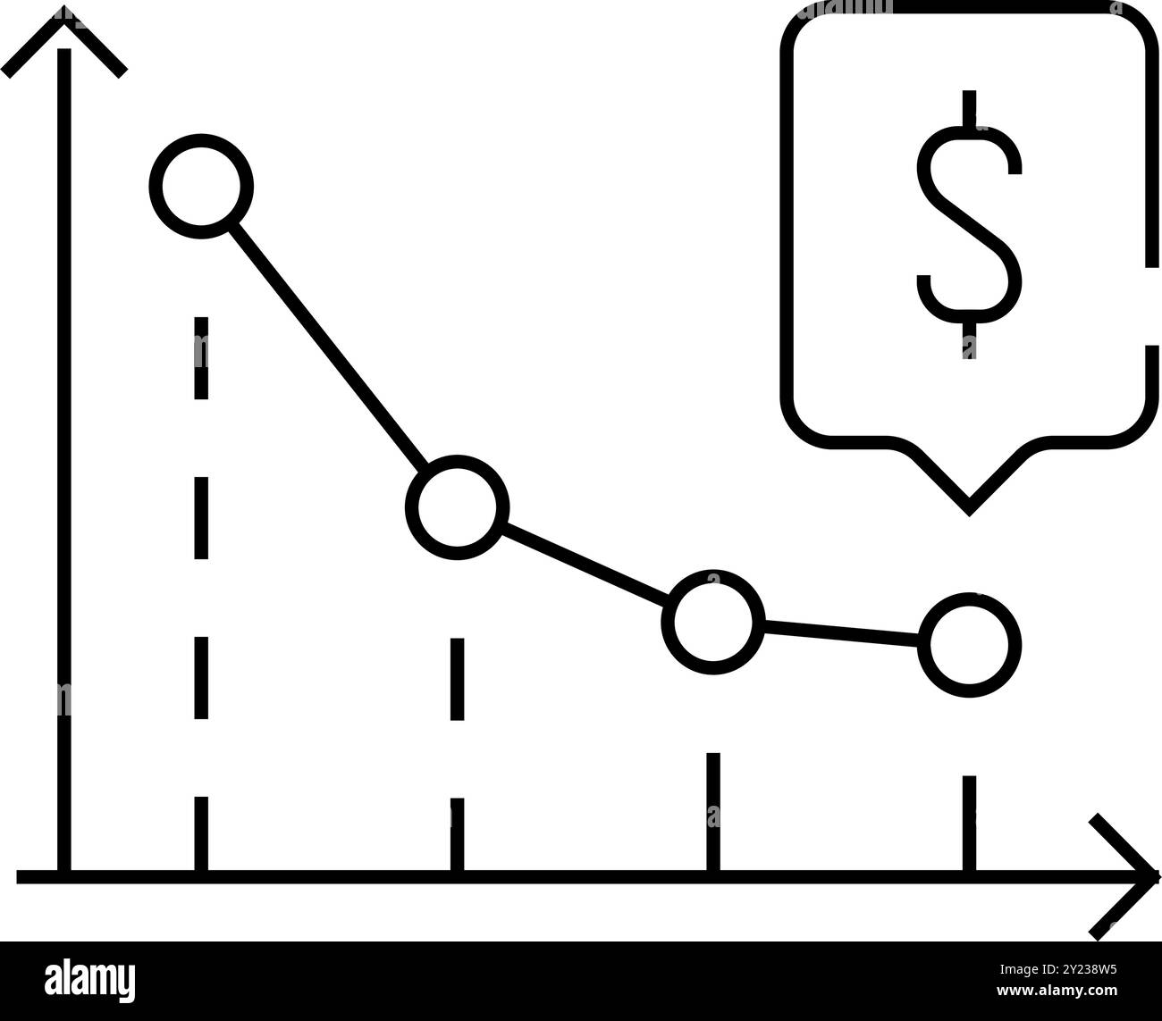 falling arrow infographic line icon vector illustration Stock Vector ...