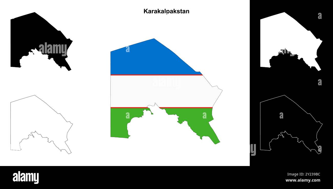 Karakalpakstan region outline map set Stock Vector Image & Art - Alamy