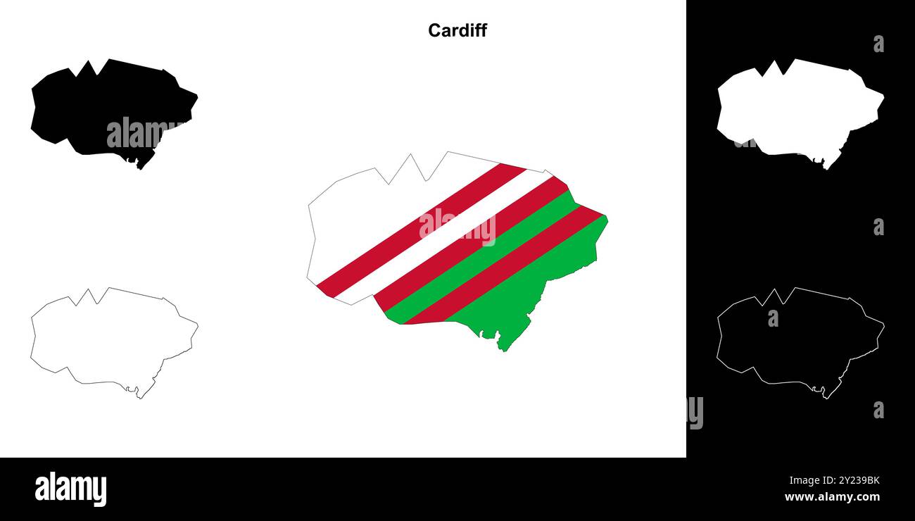 Cardiff blank outline map set Stock Vector Image & Art - Alamy