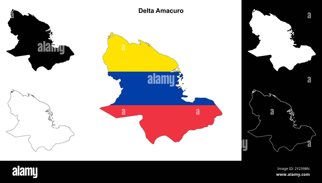 Delta Amacuro state outline map set Stock Vector Image & Art - Alamy