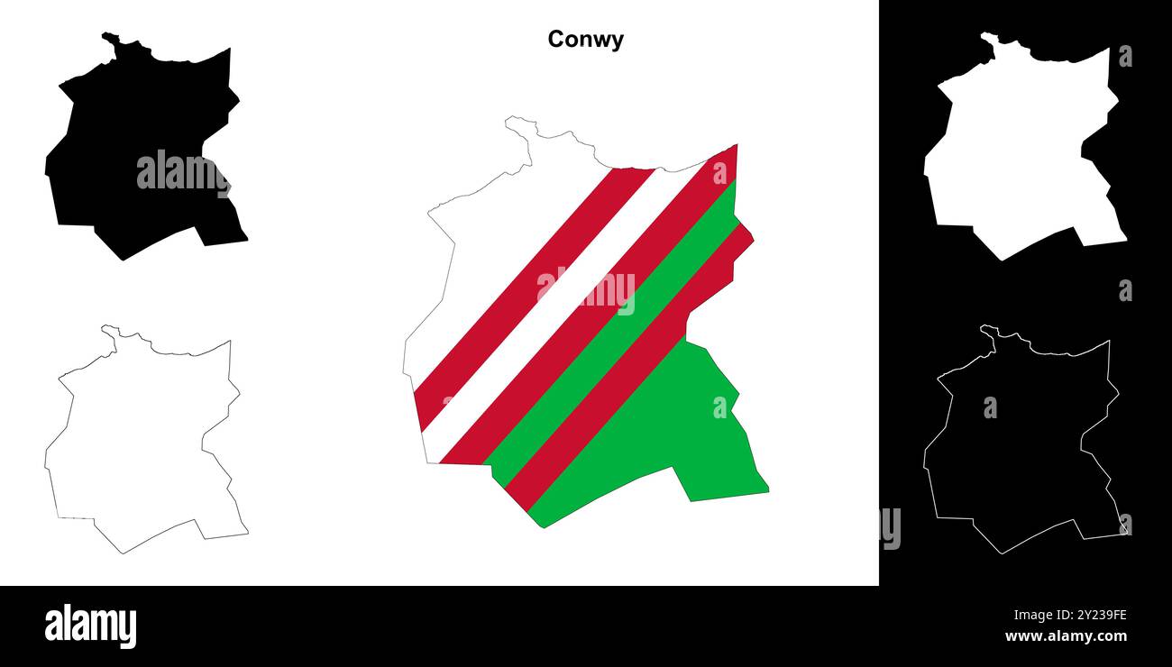 Conwy outline map hi-res stock photography and images - Alamy