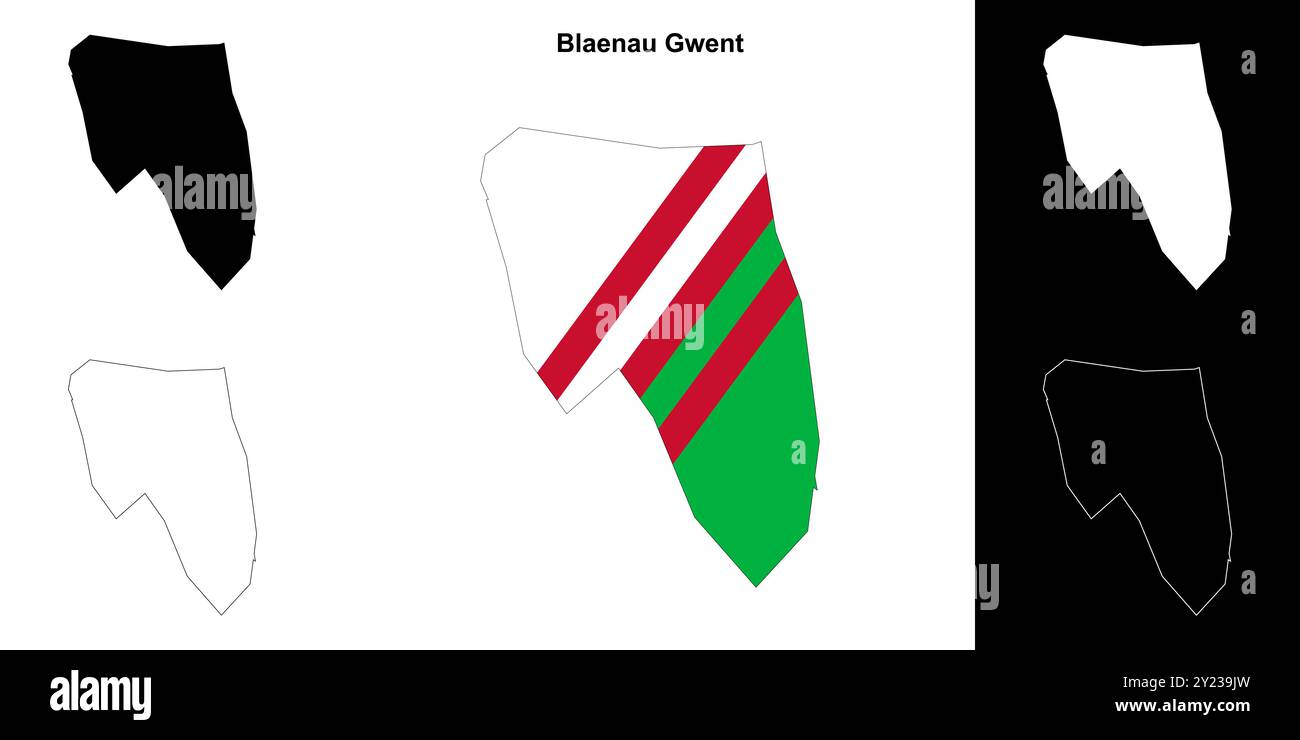 Blaenau gwent vector outline map hi-res stock photography and images ...