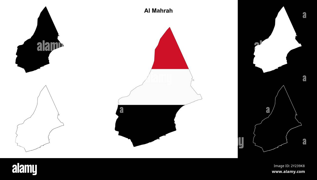 Al Mahrah governorate outline map set Stock Vector Image & Art - Alamy