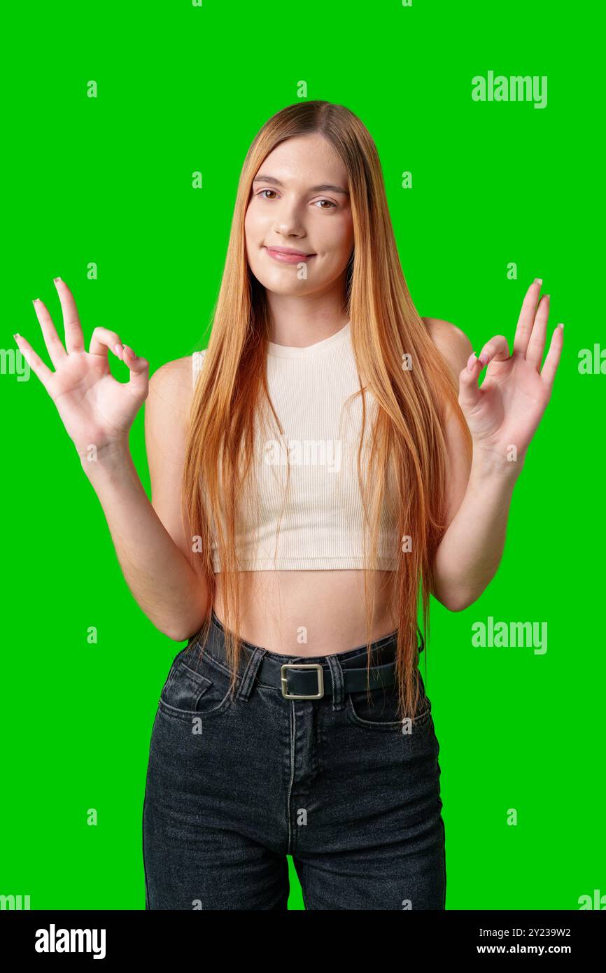 Okay hand sign green screen hi-res stock photography and images - Alamy