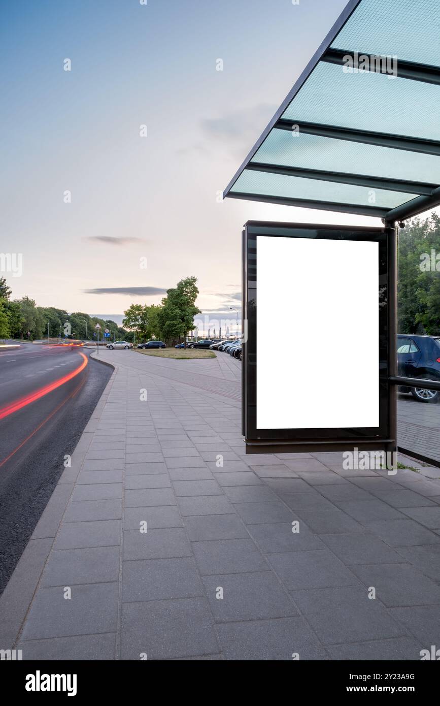 Mockup Of Bus Stop Outdoor Advertising Billboard On Street Sidewalk ...