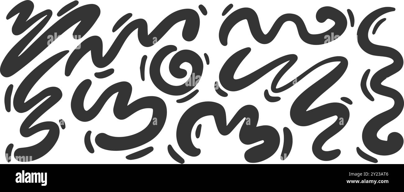 Swoosh lines, Underline brush swirl hand drawn strokes. Vector swishes ...