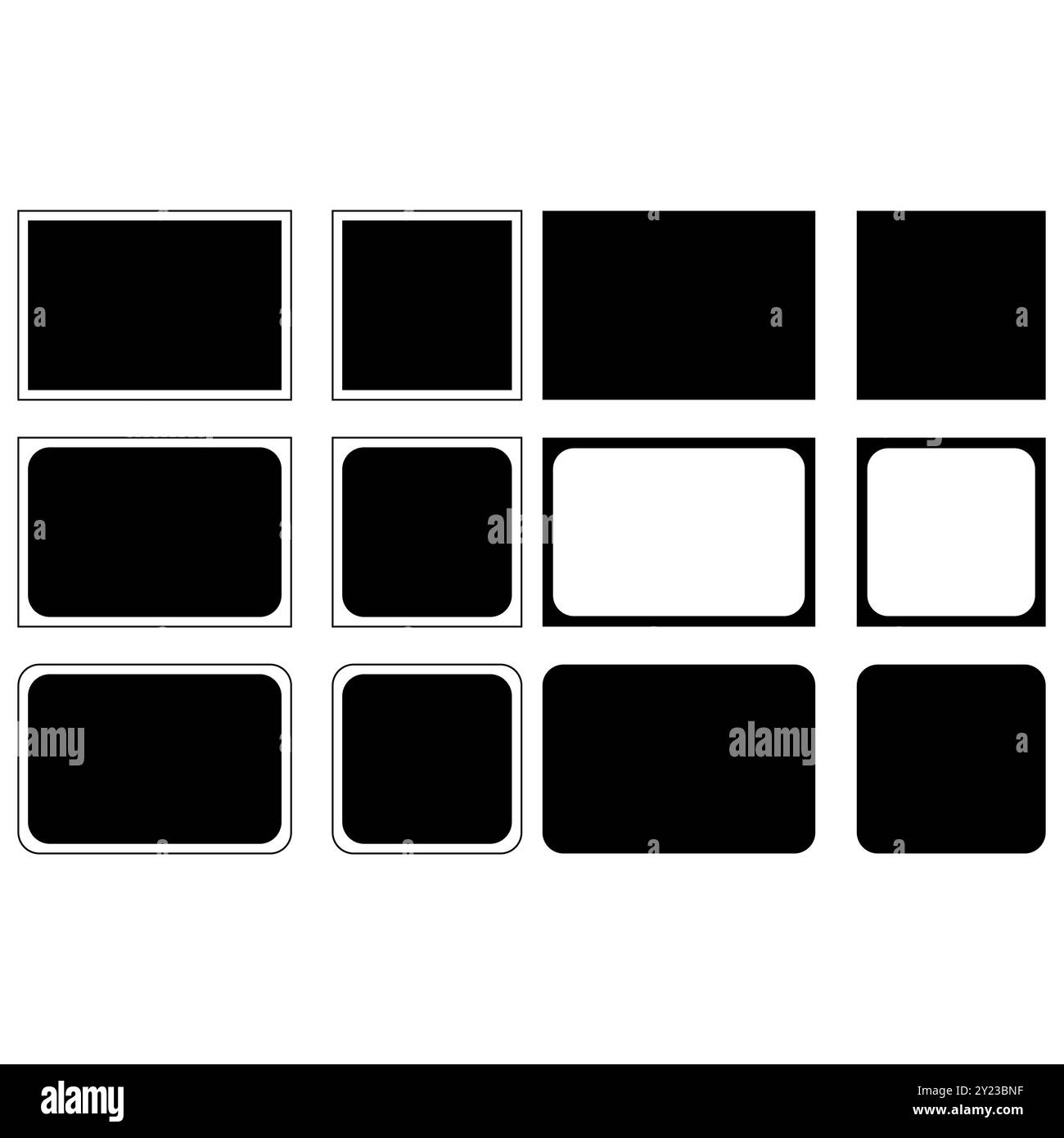 Set square frames with round corners icon set, Vector graphic design ...