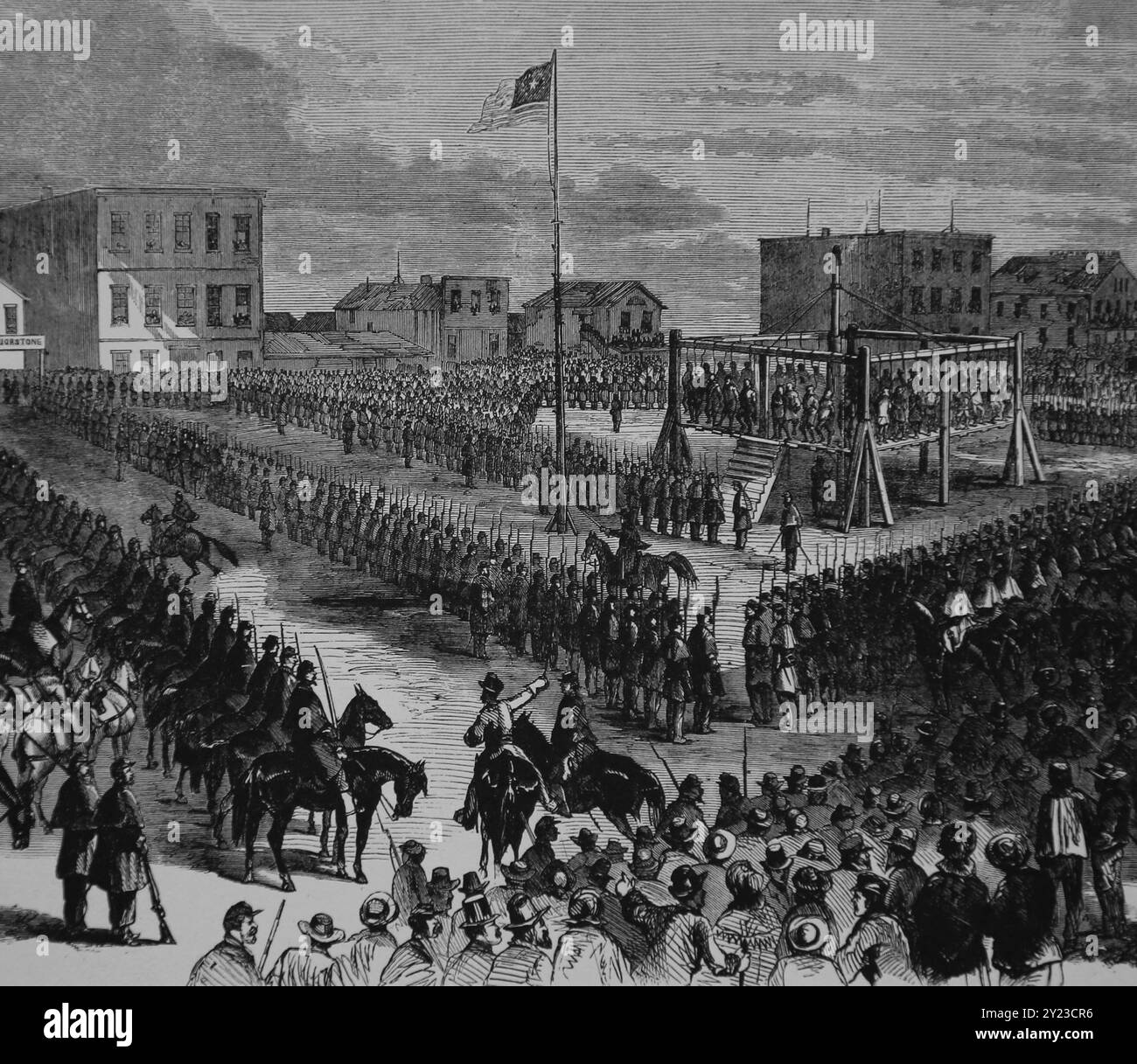 Execution of the thirty-eight Sioux Indians at Mankato, Minnesota. USA ...