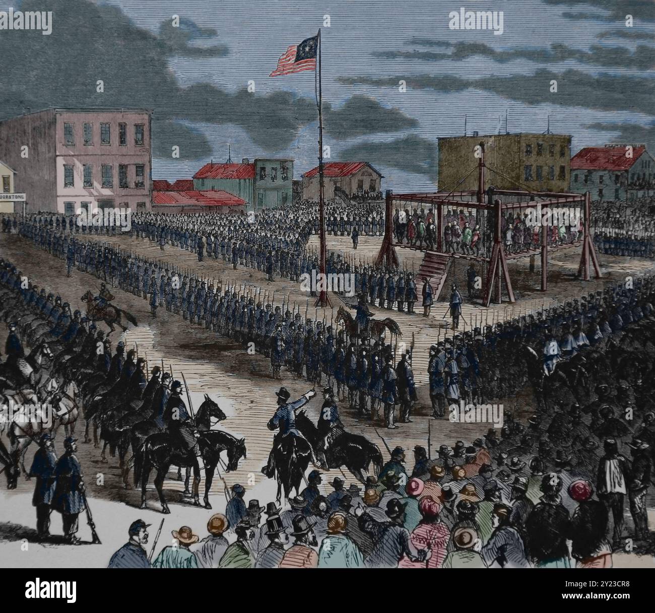 Execution of the thirty-eight Sioux Indians at Mankato, Minnesota. USA ...